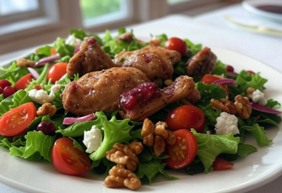 Duck Confit Salad with Cranberry Vinaigrette - Haley's Kitchen