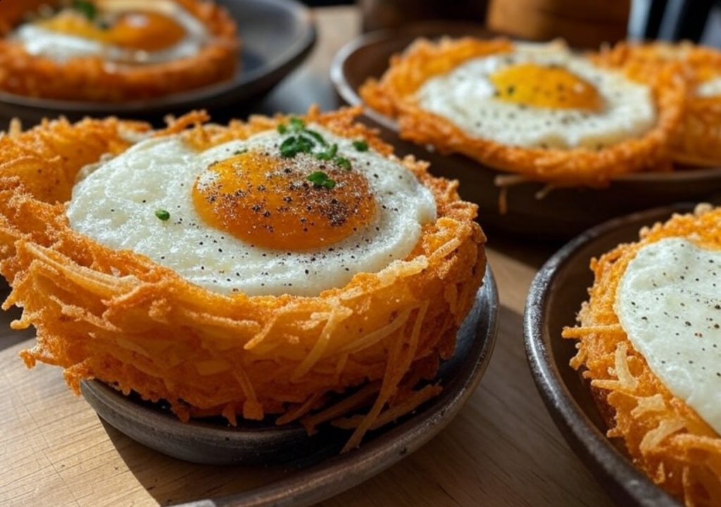 Eggs in Hash Brown Nests - Haley's Kitchen