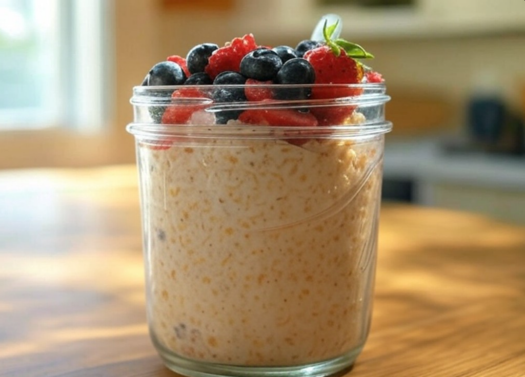 Overnight Refrigerator Oatmeal with Berries - Haley's Kitchen